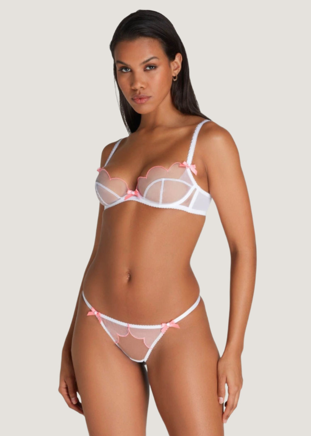 Agent Provocateur Lorna Thong (White / Pink) | Avec Amour Lingerie