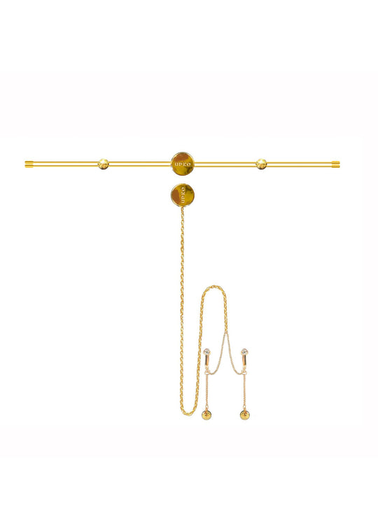 UPKO Double Bar Nipple Clamps and Clitoral Chain Set (Gold) – Avec ...